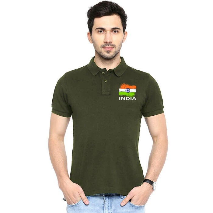 Elegant Indian Polo Tshirt – Olive Green – Cool Vibe